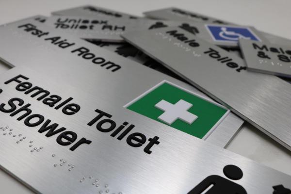 BTS (Aust) Fully Custom Brushed Aluminium – Braille Tactile Signs Aust.