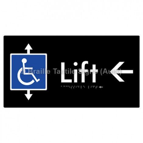 Accessible Lift w/ Large Arrow: L | Braille Tactile Signs Aust.
