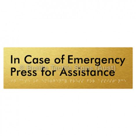 In Case of Emergency Press for Assistance | Braille Tactile Signs Aust.
